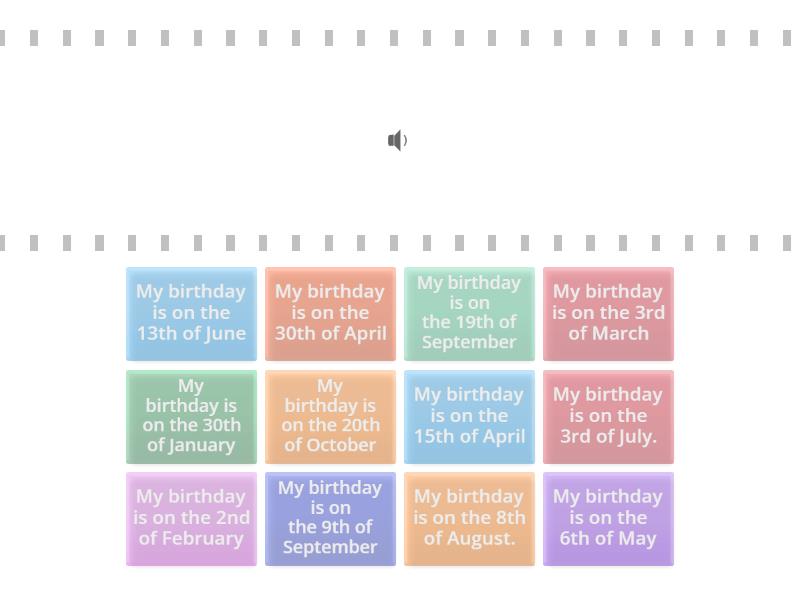 ¿Cuándo es tu cumpleaños? Listening match up - Find the match