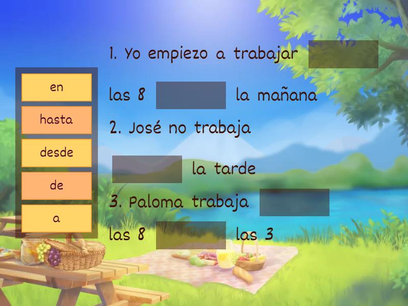 Completa las oraciones - Complete the sentence