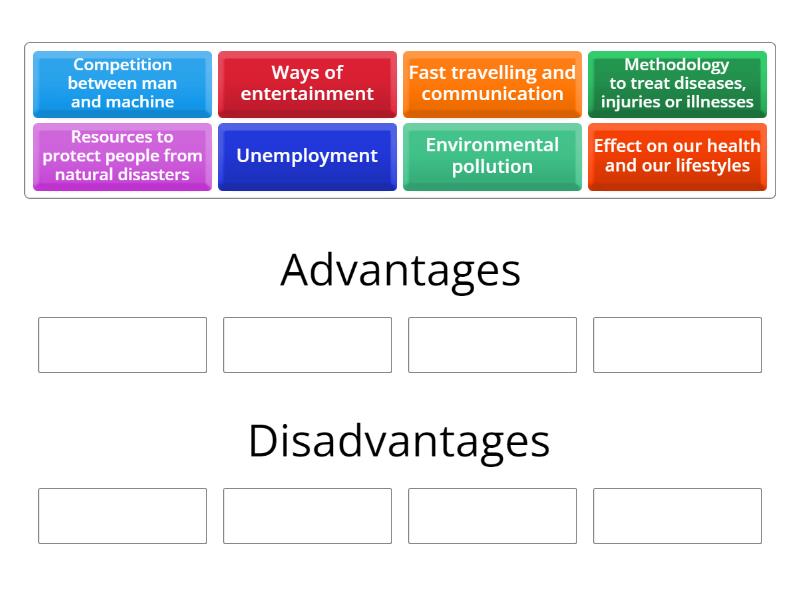 What are advantages and disadvantages of science? - Ordenar por grupo