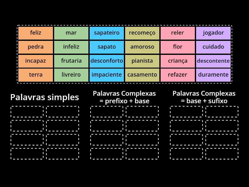 Palavras Simples e Palavras Complexas - Group sort