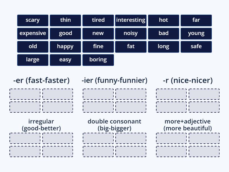 Comparative and superlative adjectives: ex 1 - Group sort