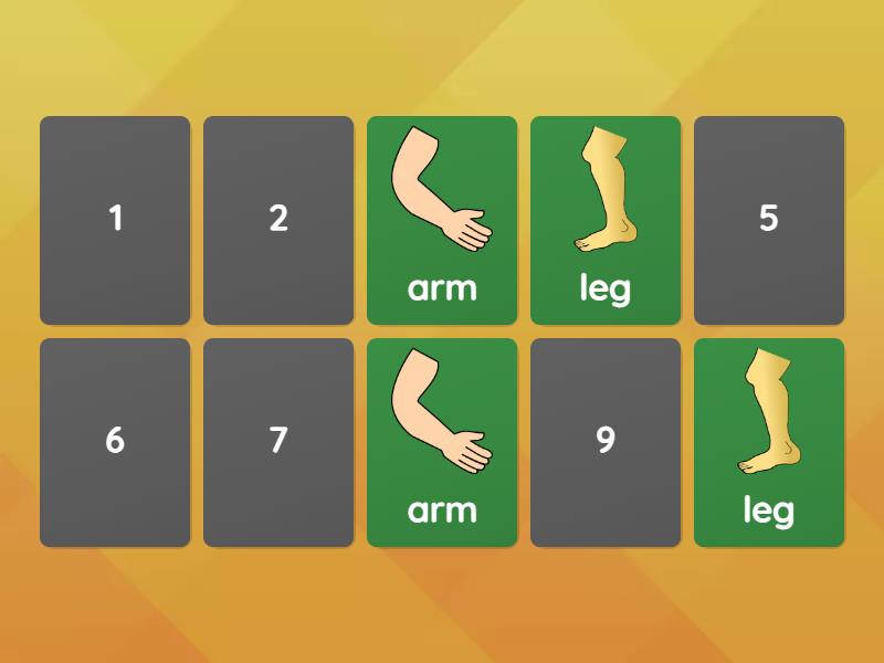 Parts of the body - Memory Game PK - Matching pairs