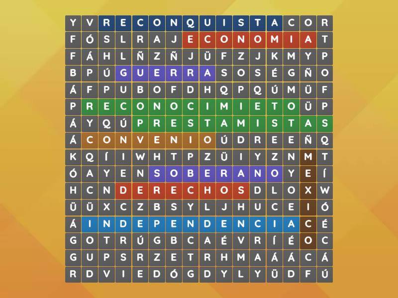 sopa de letras ''Los intereses extranjeros y el reconocimiento de ...