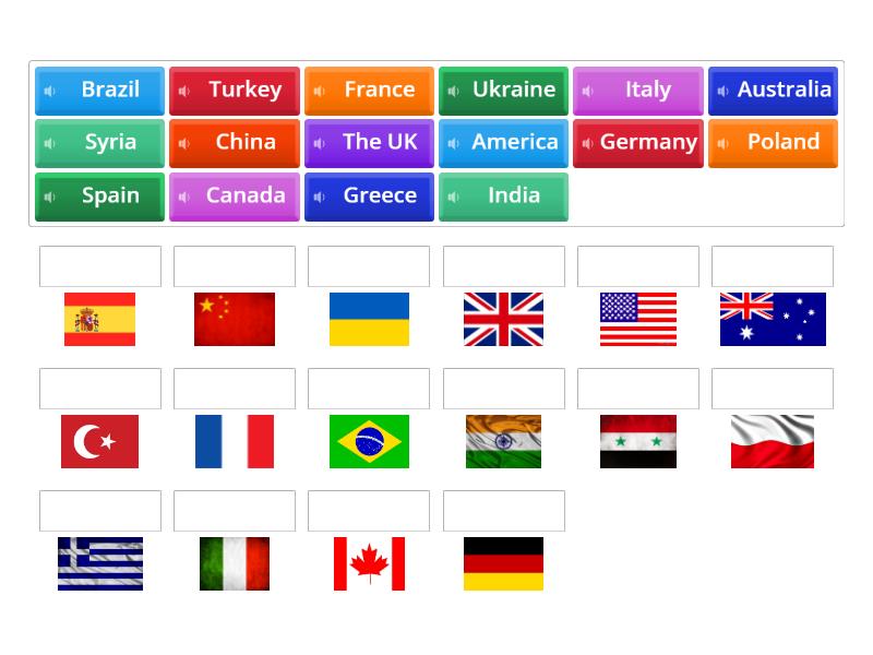Flags Match 15 countries - Match up