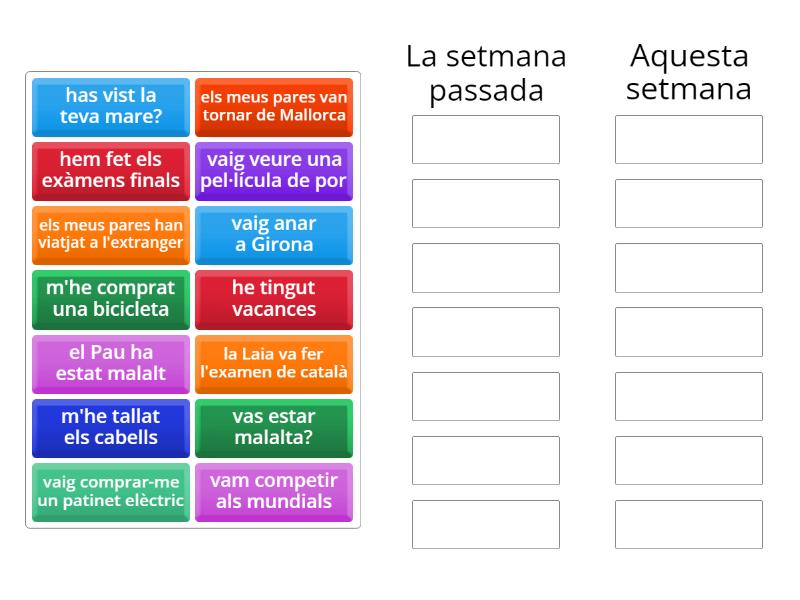 Passat perifràstic i passat simple - Ordenar por grupo
