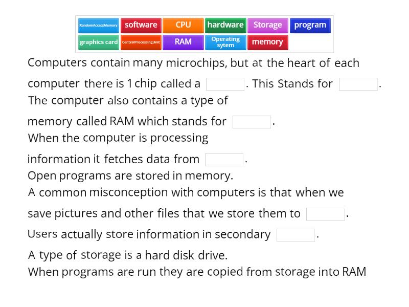 CPU and Memory - Complete the sentence
