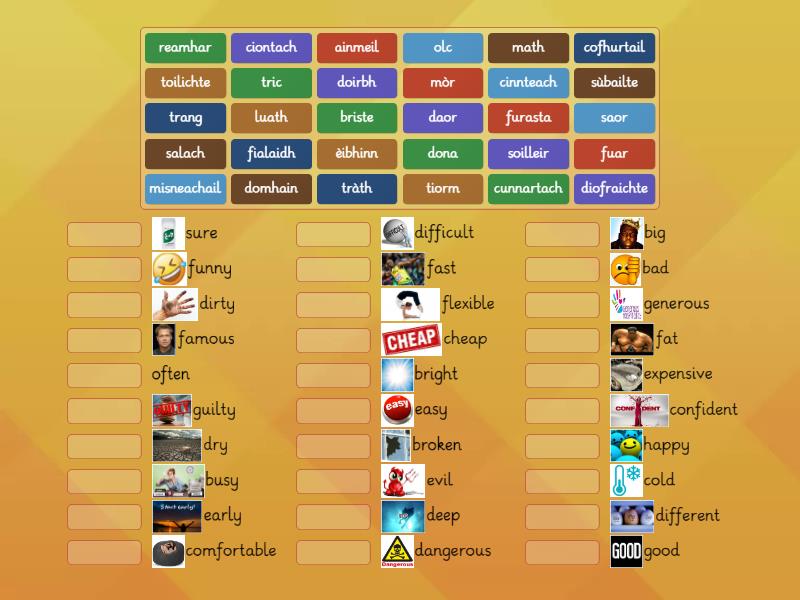 Section 9 Gaelic adjectives 1 - Match up