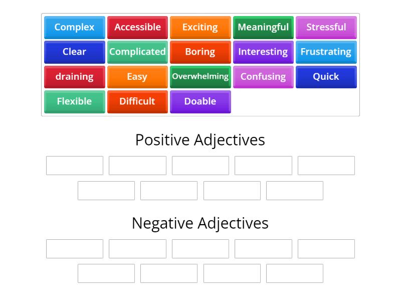 Positive and Negative Adjectives (EnglishPost.org) - Group sort