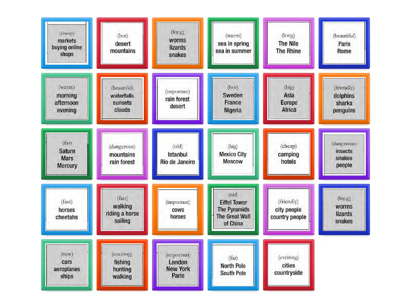 Int 1 - Comparative and Superlative Adjectives - Flip tiles
