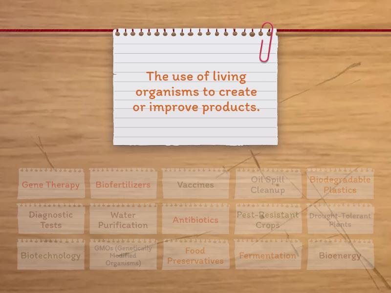 Biotechnology in Everyday Life Matching - Find the match