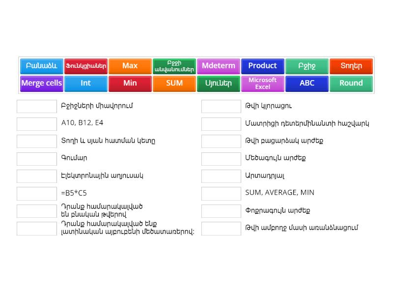 Excel Spreadsheets - Keywords - Match up