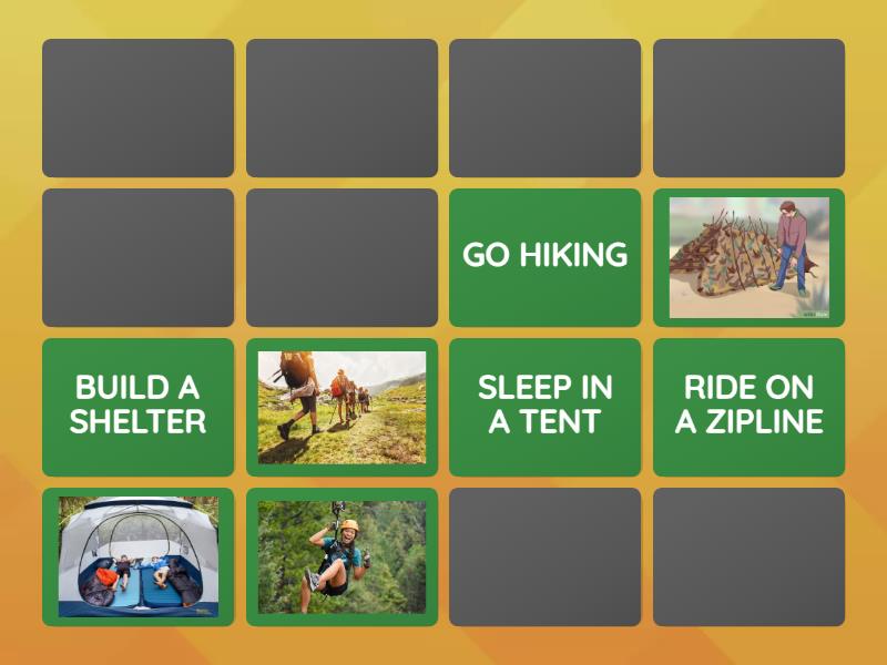 ADVENTURE ACTIVITIES - Matching pairs
