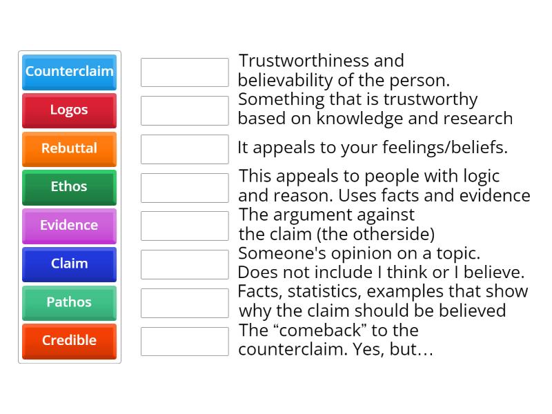 Argumentative Vocabulary - Match up