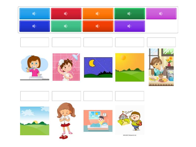 LISTENING - My daily routine - Parts of the day - Match up