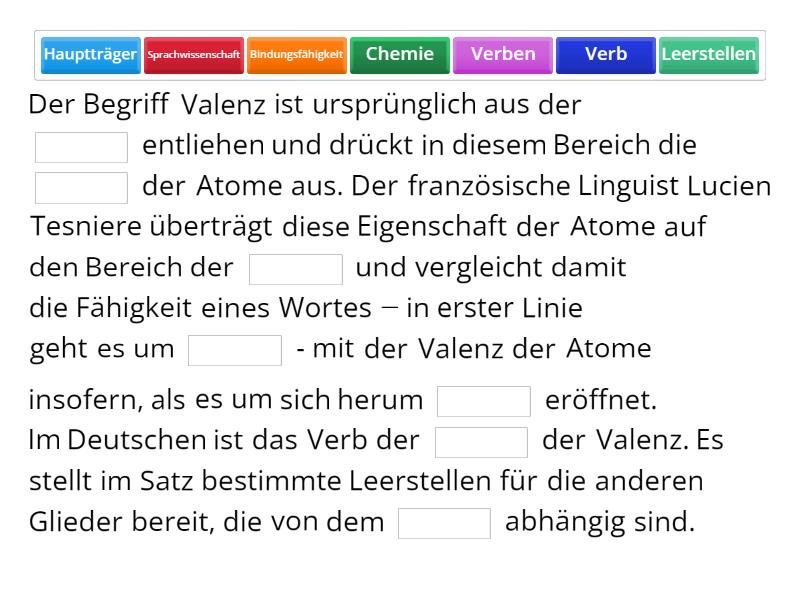 3.5. Valenz des Verbs - Complete the sentence