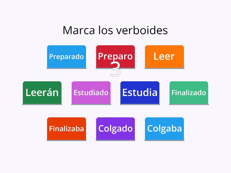 Verbos (conjugados) y Verboides (sin conjugar) - Whack-a-mole
