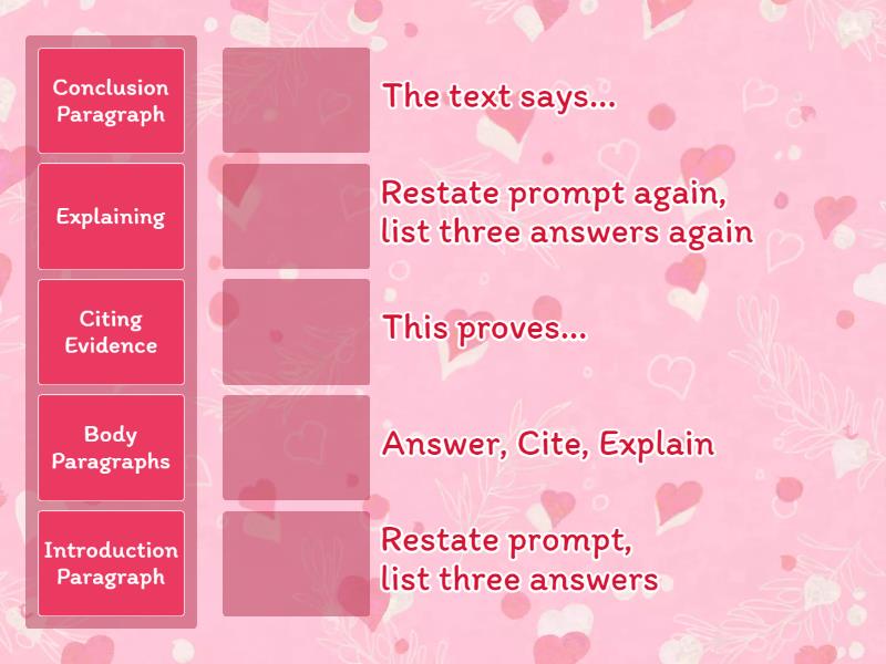 TDA 5 Paragraph Response - Match up