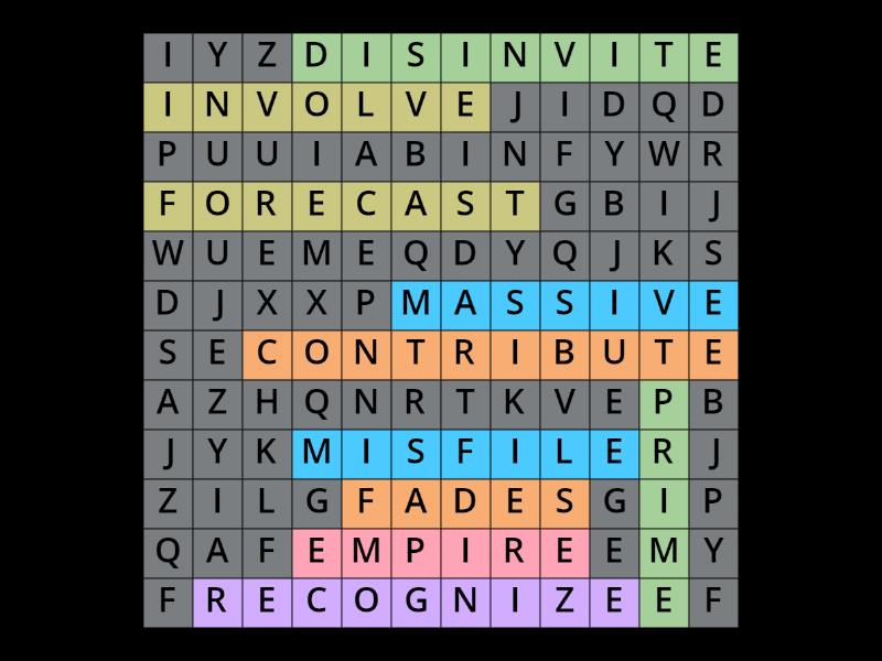 Wilson Step 4 assessment words - Wordsearch