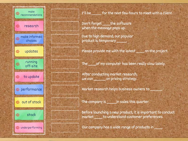 BPB1, Vocabulary Lesson 8.5 - Match up