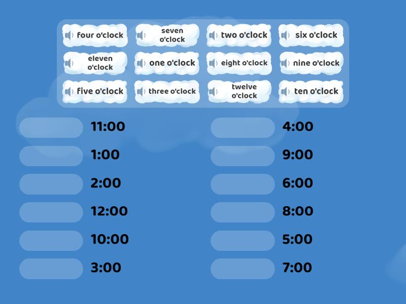 Telling Time - Full Hours [Digital to Words] - Une las parejas