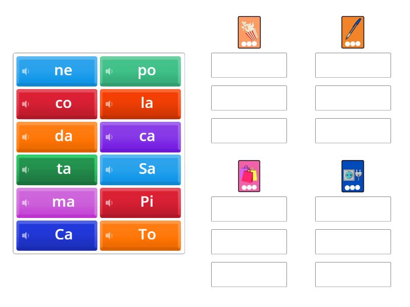 5- Encontre as Sílabas das Palavras - Group sort