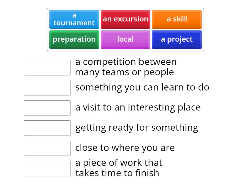 Preparation task - Match the words with the definitions. - Match up
