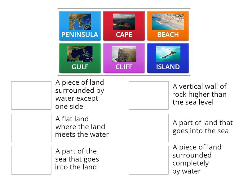 DEFINITIONS COASTAL LANDSCAPE - Match up