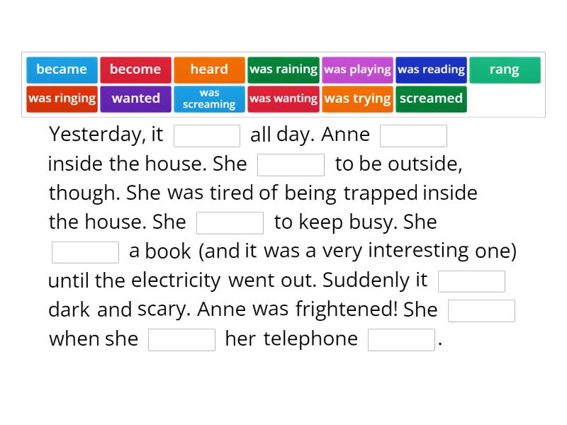 Copy of Past Simple vs Past Continuous story - Missing word