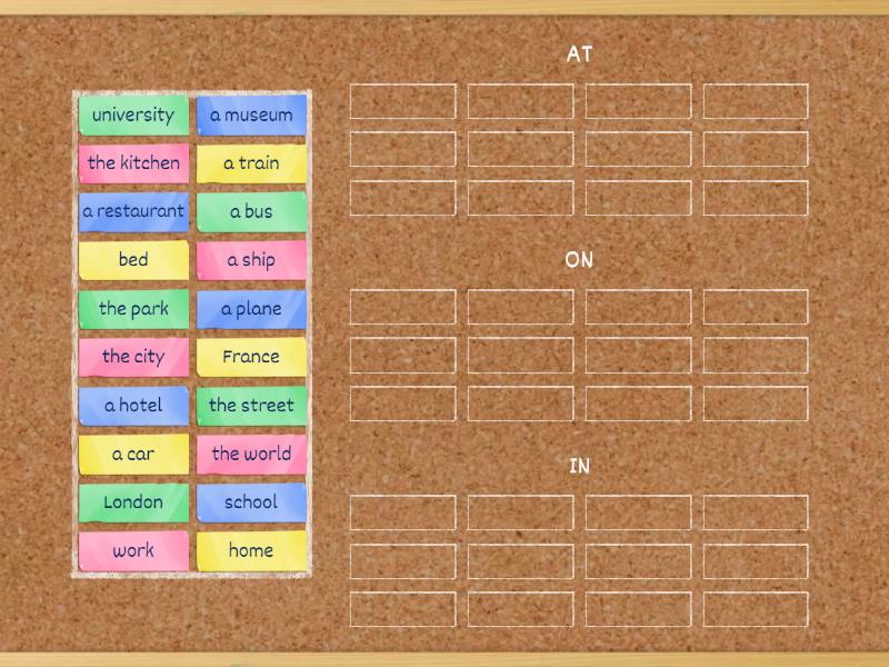 Prepositions of Place (AT, ON, IN) EF Beginner - Group sort