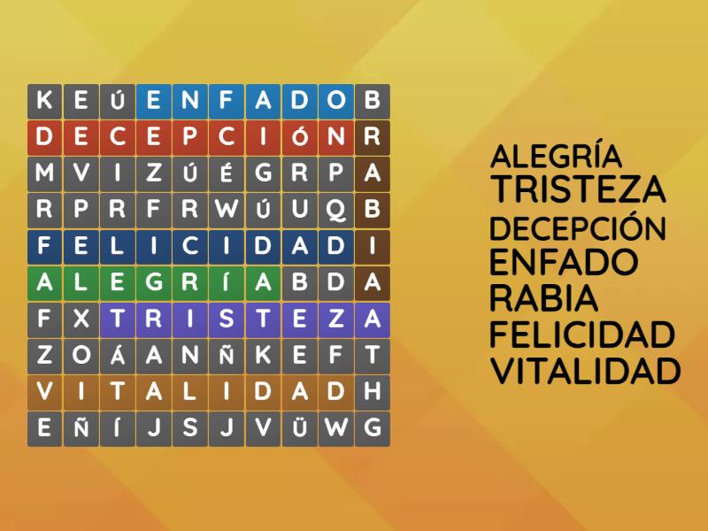 SENTIMIENTOS - Sopa de letras