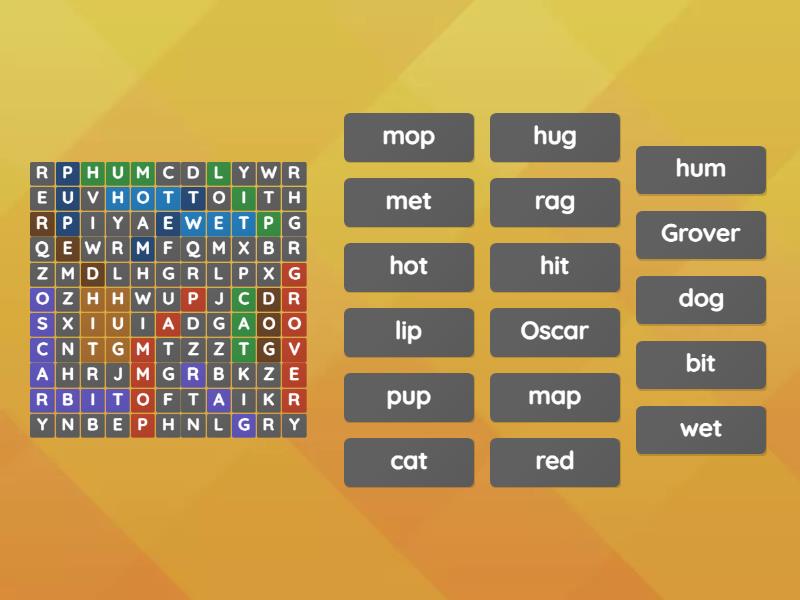 cvc word search (+ Grover and Oscar) - Wordsearch
