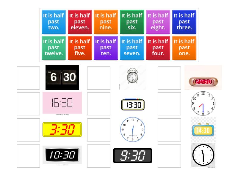 Telling the time half past - Match up
