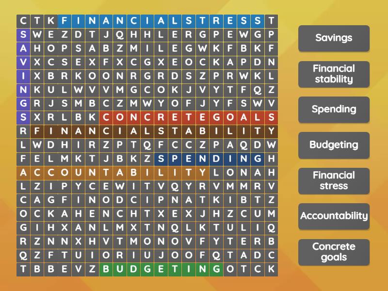 BUDGETING - Wordsearch