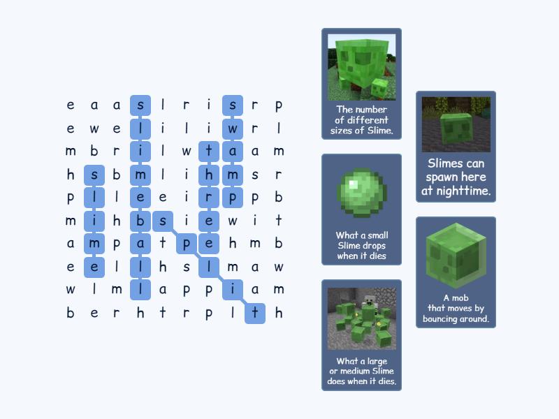 Minecraft Slime Quizsearch Wordsearch
