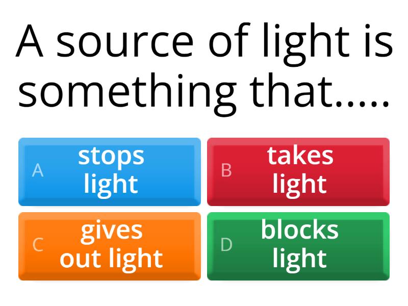 Y3 Science Unit 4 Energy: Light and shadows - Quiz