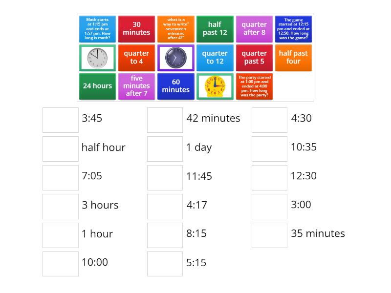 Telling Time - Match up