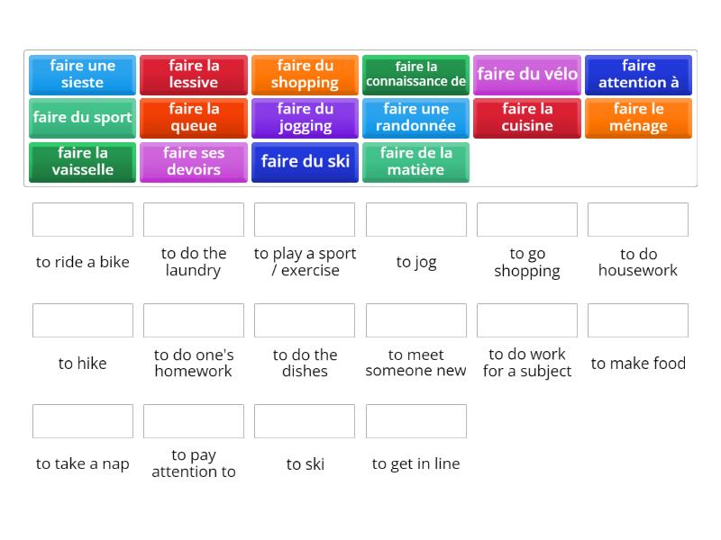Les expressions avec faire - Match up