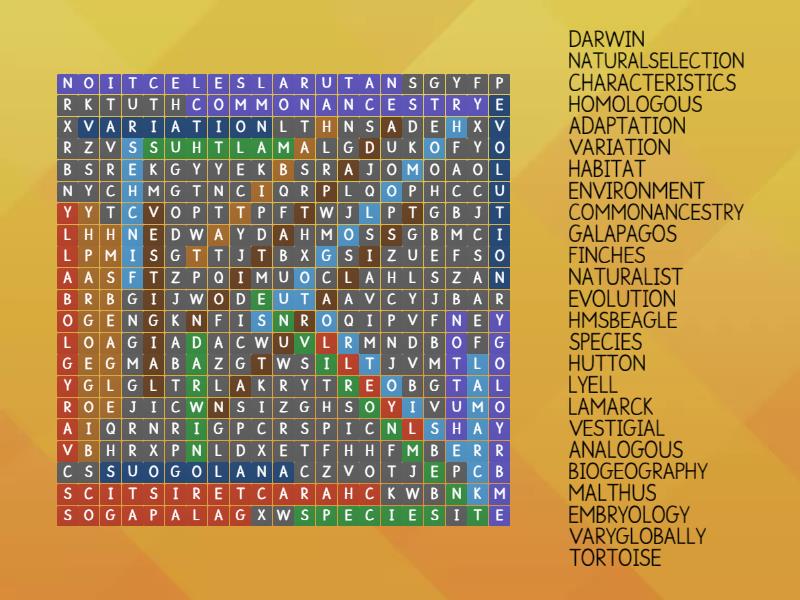 Evolution - Wordsearch