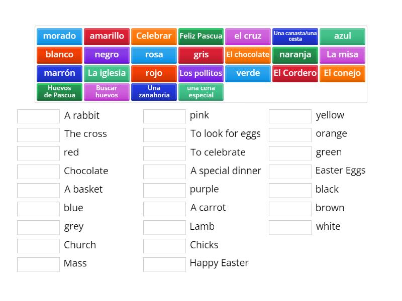 Easter Vocabulary - Match up