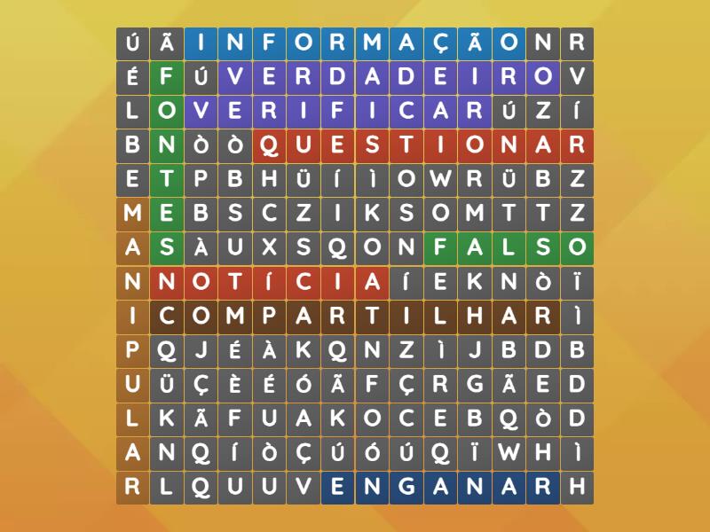 Palavras envolvidas com Fake News - Wordsearch