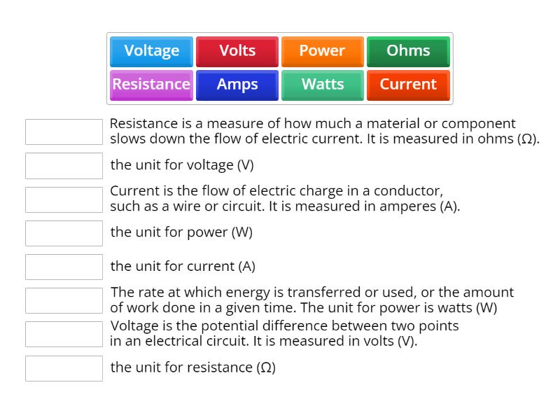 electricity - Match up