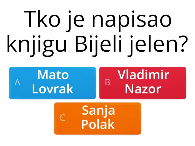 Bijeli jelen lektira - Quiz