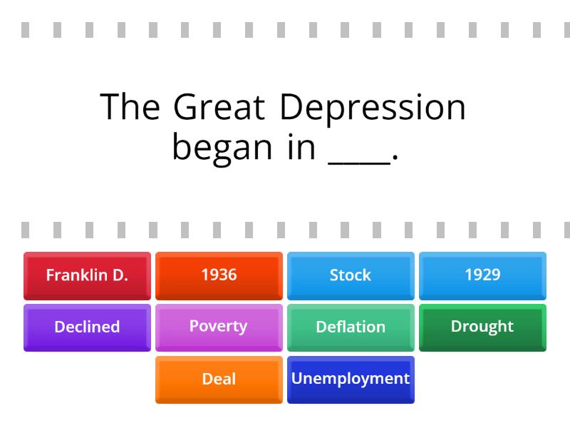 The Great Depression - Find the match