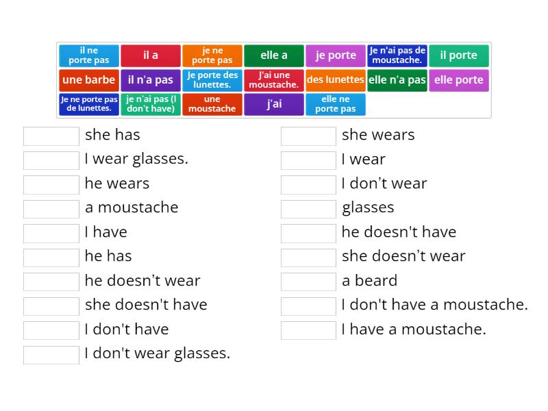 Year 7 French Module 2 Unit 2: Les déscriptions - Match up
