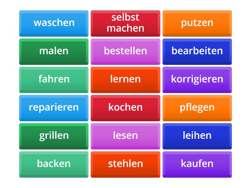 Partizip II (Partizip Perfekt) als Adjektiv (B1) - Flip tiles