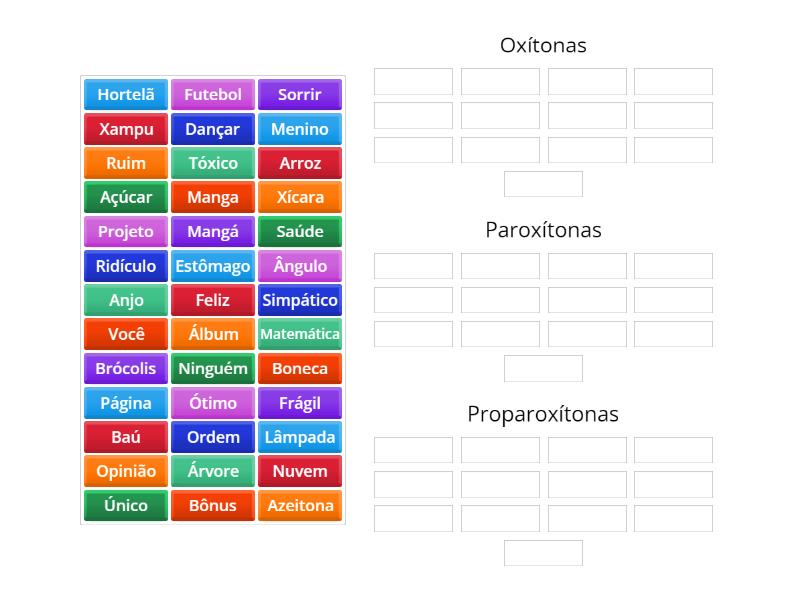 Classifique as palavras - Group sort