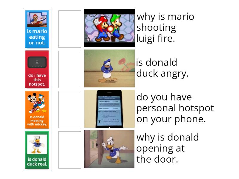 Donald Duck Questions - Match up