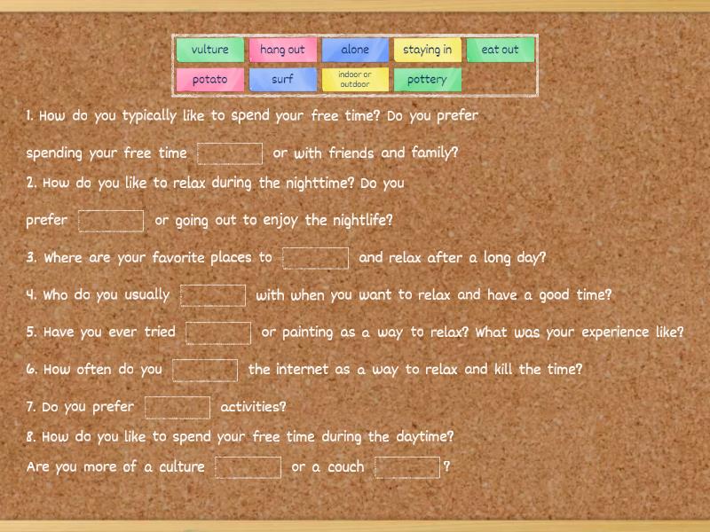 Ways to relax - Complete the sentence