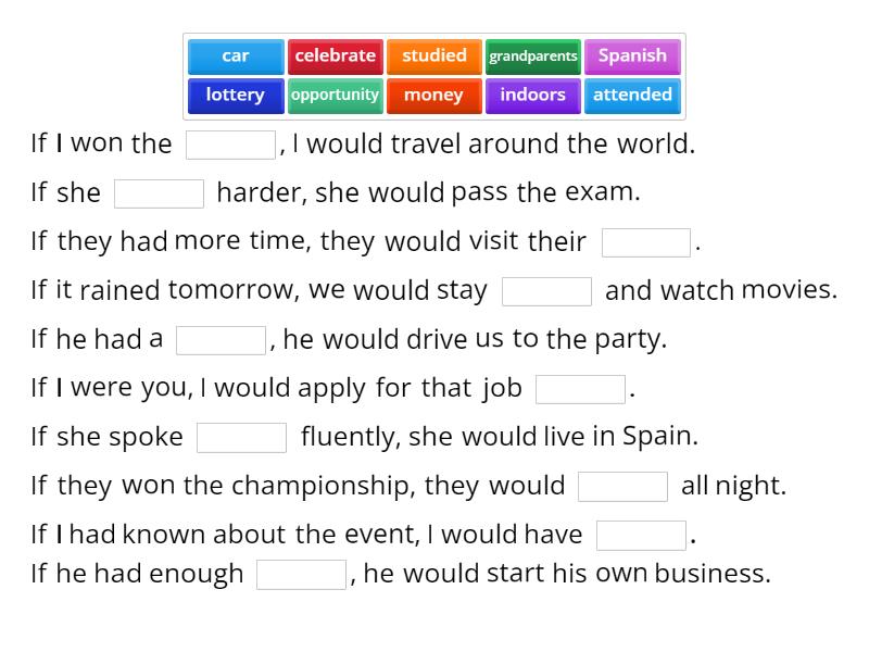 Second conditional - Missing word - Palabra perdida