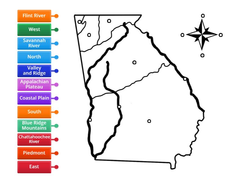 Georgia Regions & Rivers - Labelled diagram